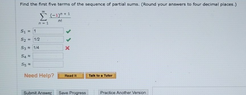 Solved Find the first five terms of the sequence of partial | Chegg.com