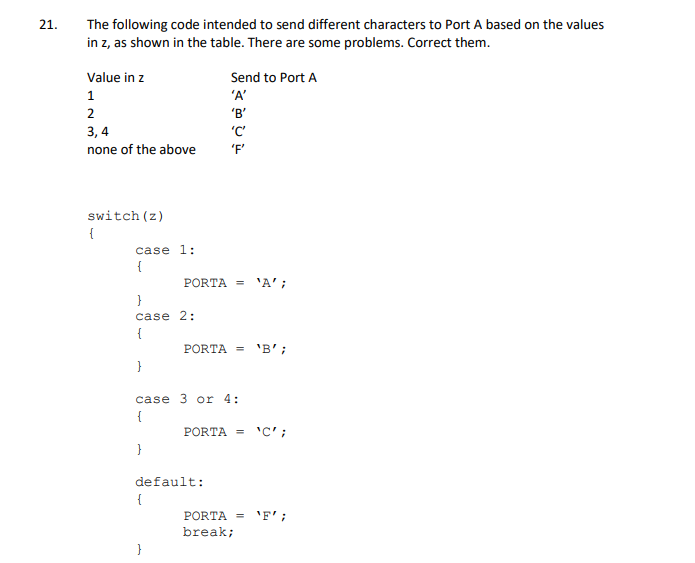 Solved The following code intended to send different | Chegg.com