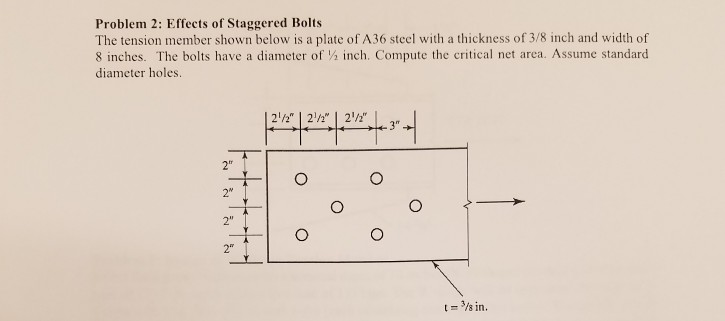 Solved: Problem 2: Effects Of Staggered Bolts The Tension ... | Chegg.com
