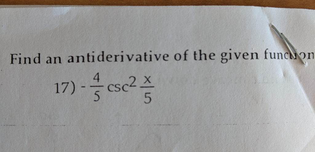 Solved Find an antiderivative of the given funcion 4 CSC | Chegg.com
