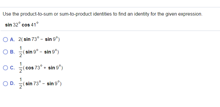 Solved Use the product-to-sum or sum-to-product identities | Chegg.com