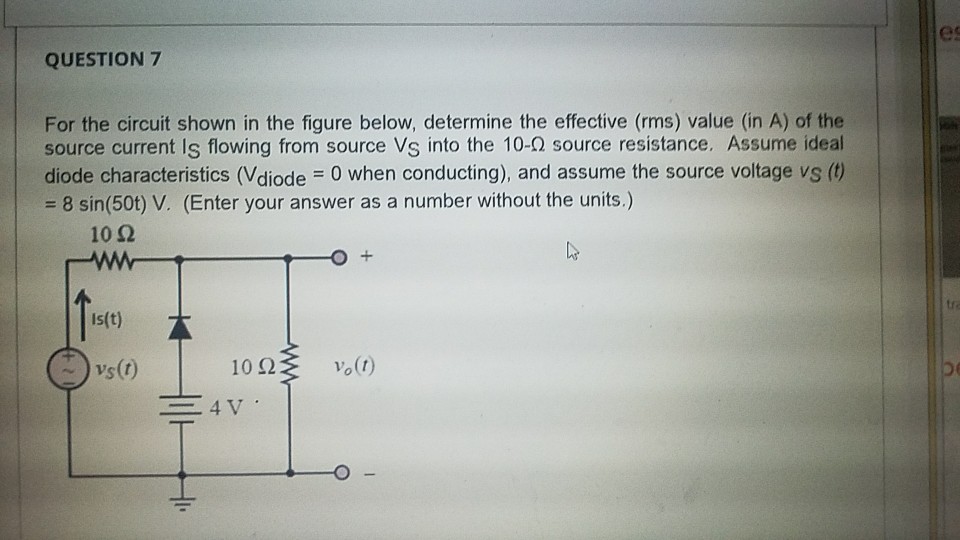Solved determine the effectiveness RMS value (in A) of the | Chegg.com