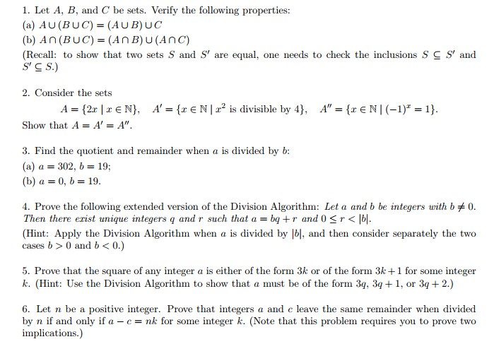Solved Let A, B, and C be sets. Verify the following | Chegg.com