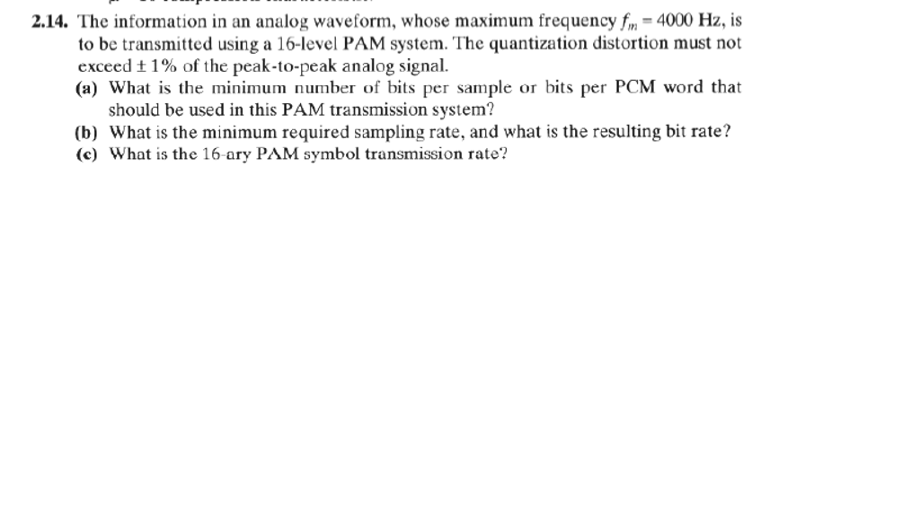 Solved The Information In An Analog Waveform Whose Maximum