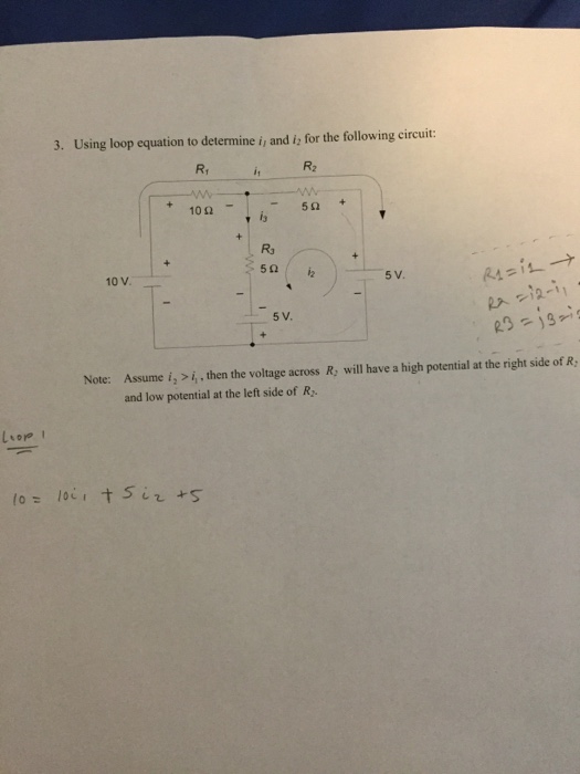 Solved Using loop equation to determine i_1 and i_2 for the | Chegg.com