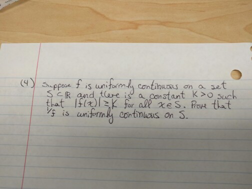 Solved Suppose f is uniformly continuous on a set SCR and | Chegg.com