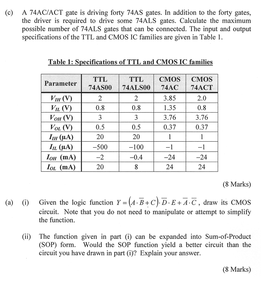 Solved (c) A 74AC/ACT gate is driving forty 74AS gates. In | Chegg.com