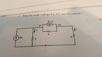 Solved Find the node voltage V1, V2, and the current i. | Chegg.com