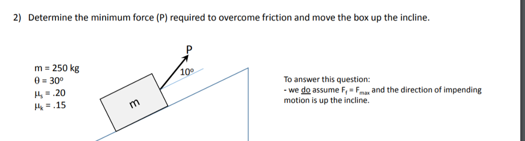 Solved 2 Determine The Minimum Force P Required To