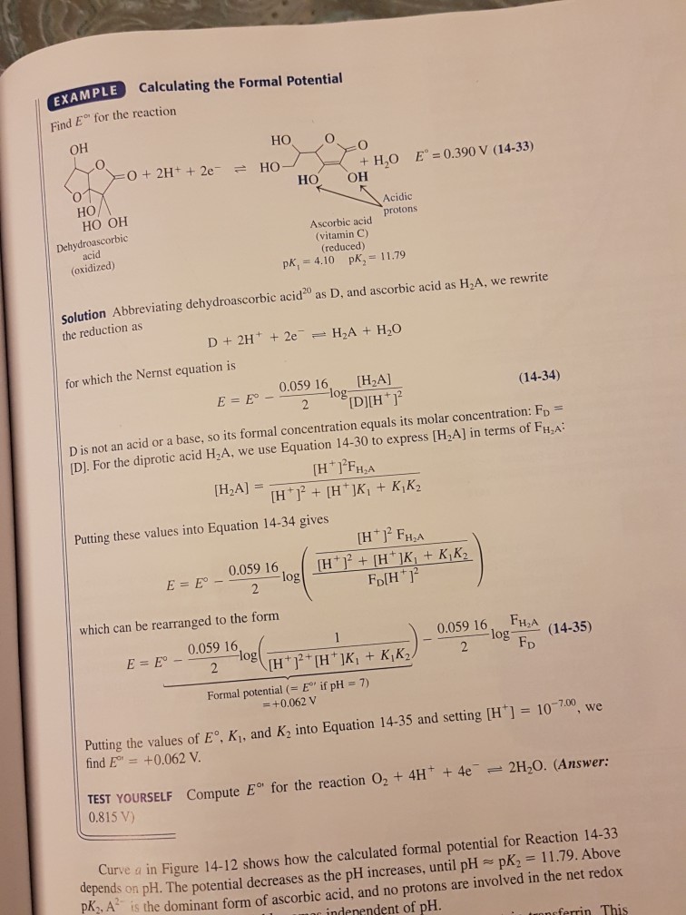 Solved Calculating the Formal Potential EXAMPLE Find E for | Chegg.com