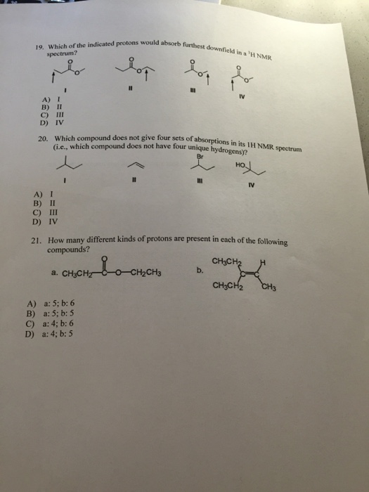 Solved NMR Questions for Ochem 2, as answers are not posted | Chegg.com