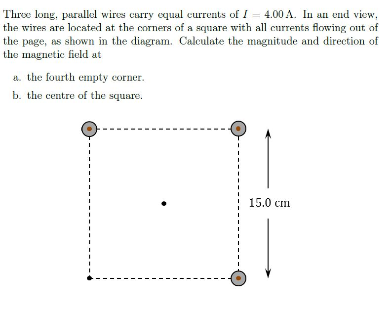 Solved Three long, parallel wires carry equal currents of I | Chegg.com