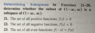 Solved Determining Subspaces In Exercises 21-28, determine | Chegg.com