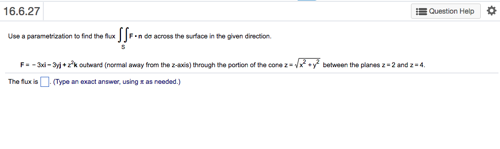 Solved 16.6.27 Question Help Use a parametrization to find | Chegg.com