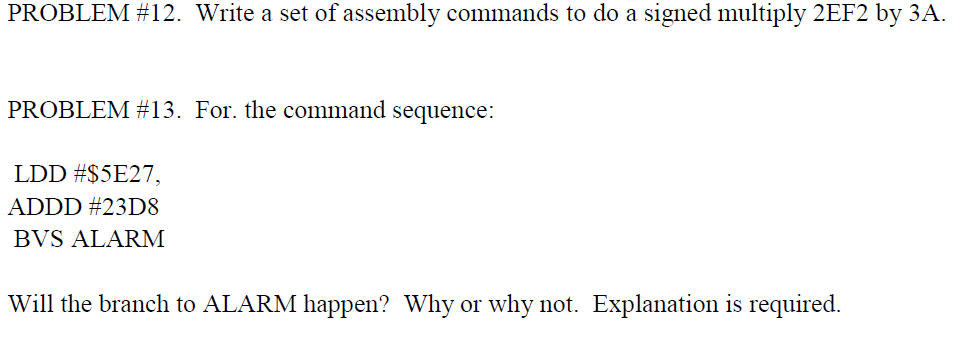 Solved PROBLEM #12. Write a set of assembly commands to do a | Chegg.com