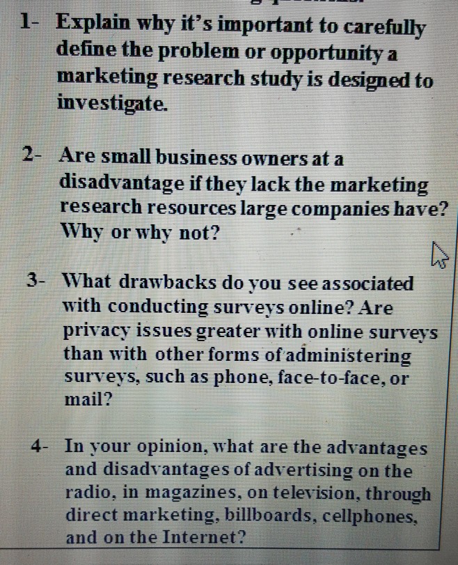 Solved 1- Explain why it's important to carefully define the | Chegg.com