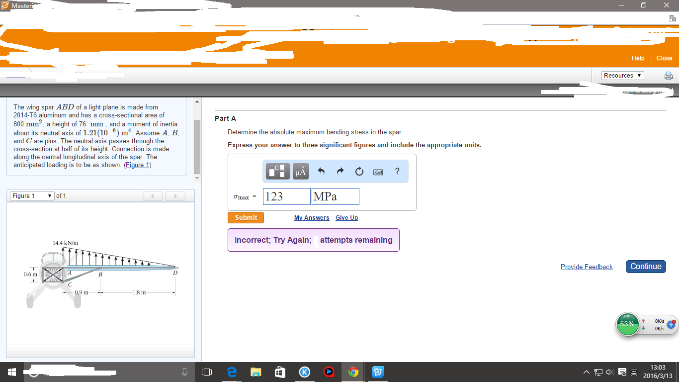 Solved The wing spar ABD of a light plane is made from | Chegg.com