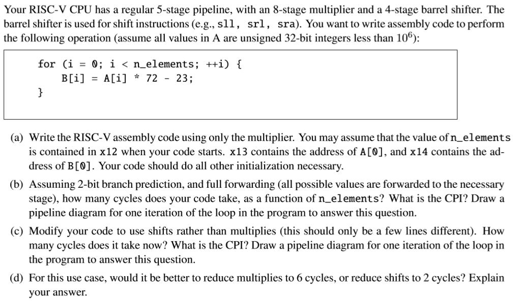 Your RISC-V CPU has a regular 5-stage pipeline, with | Chegg.com
