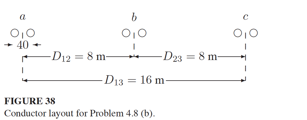 Solved 4.8. A three-phase transposed line is composed of one | Chegg.com