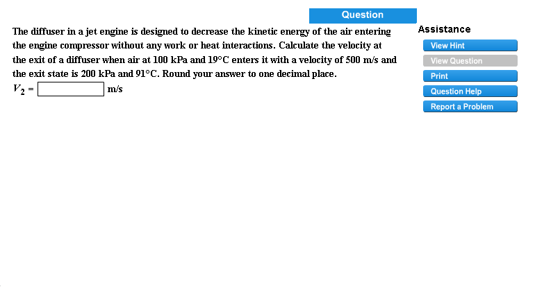 Solved The diffuser in a jet engine is designed to decrease | Chegg.com