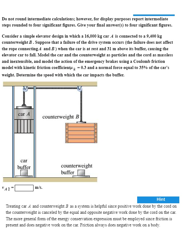 Solved Consider a simple elevator design in which a 16,000 | Chegg.com