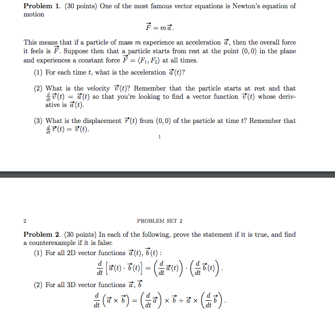 Solved One of the most famous vector equations is Newton's | Chegg.com
