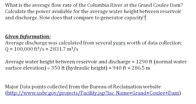Solved What is the average flow rate of the Columbia River | Chegg.com