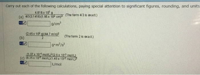 Solved Carry out each of the following calculations, paying | Chegg.com