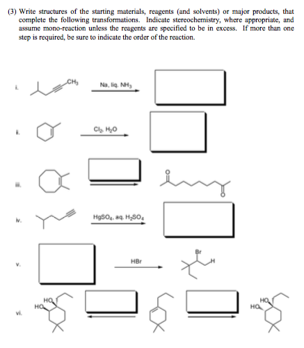 Solved (3) Write structures of the starting materials, | Chegg.com