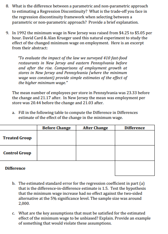 Solved 8. What is the difference between a parametric and | Chegg.com