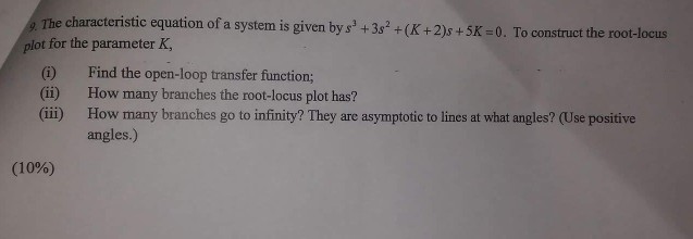 Solved The characteristic equation of a system is given by | Chegg.com