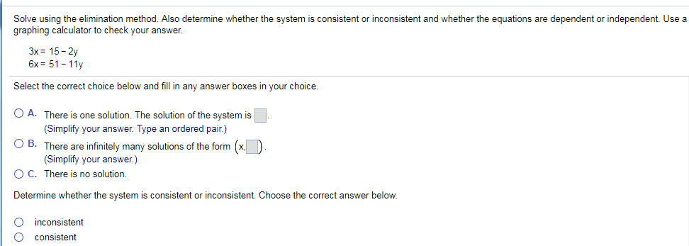 Solved Solve using the elimination method. Also determine | Chegg.com
