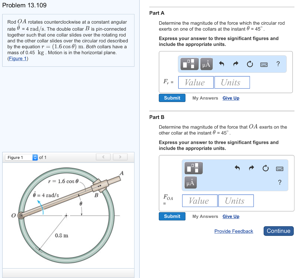 Solved Problem 13.109 Part A Rod OA rotates counterclockwise | Chegg.com