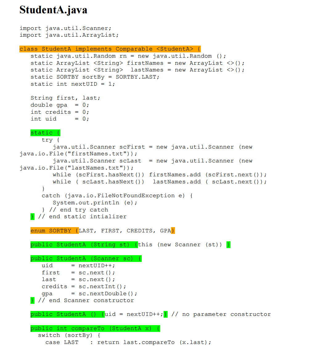 Solved StudentA.java import java.util.Scanner; import | Chegg.com