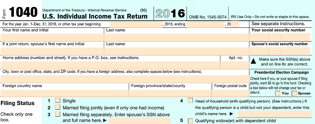 Solved Prepare a 2016 Form 1040 for the individual below. | Chegg.com