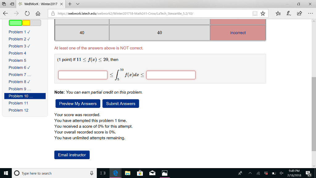 Calculus Archive | February 18 2018 | Chegg.com