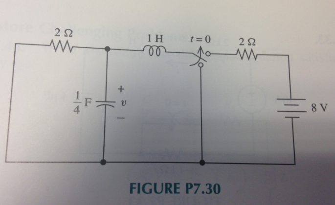Solved Find v for t >0 if the circuit is in steady state at | Chegg.com