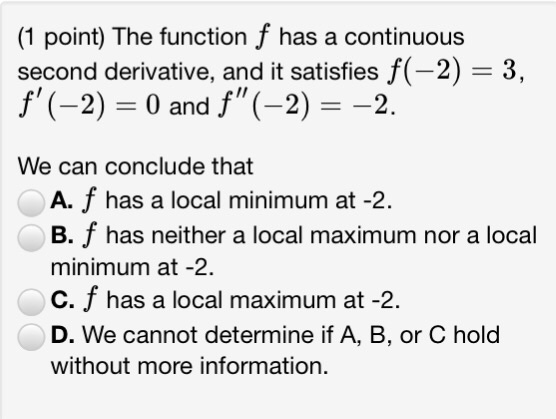 Solved The function f has a continuous second derivative, | Chegg.com