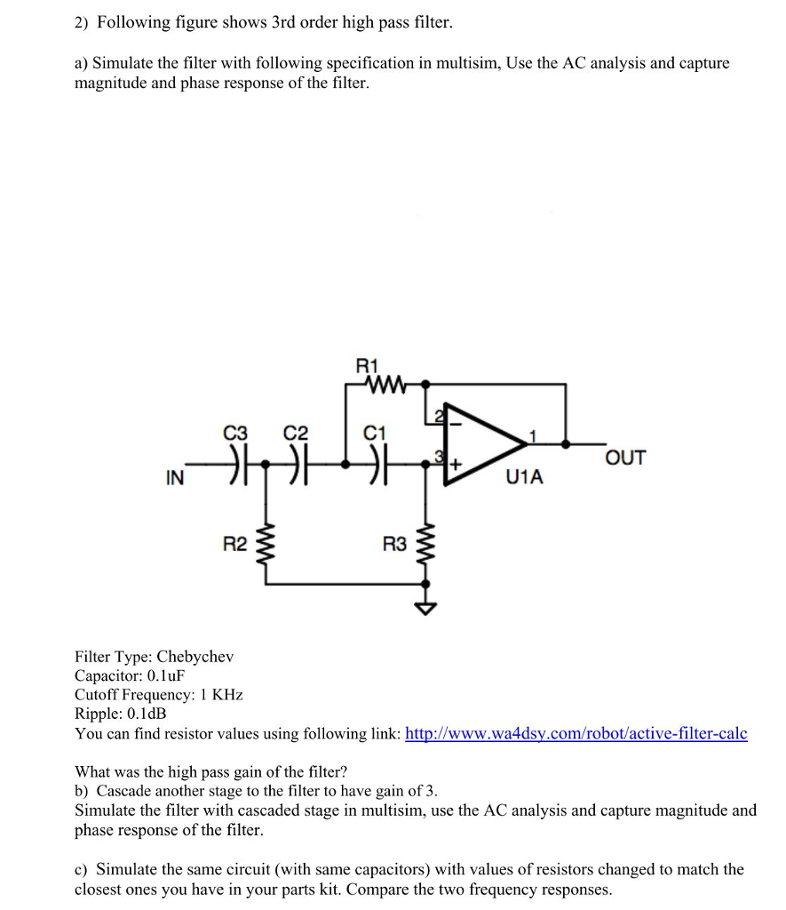 Solved Following figure shows 3rd order high pass filter. | Chegg.com