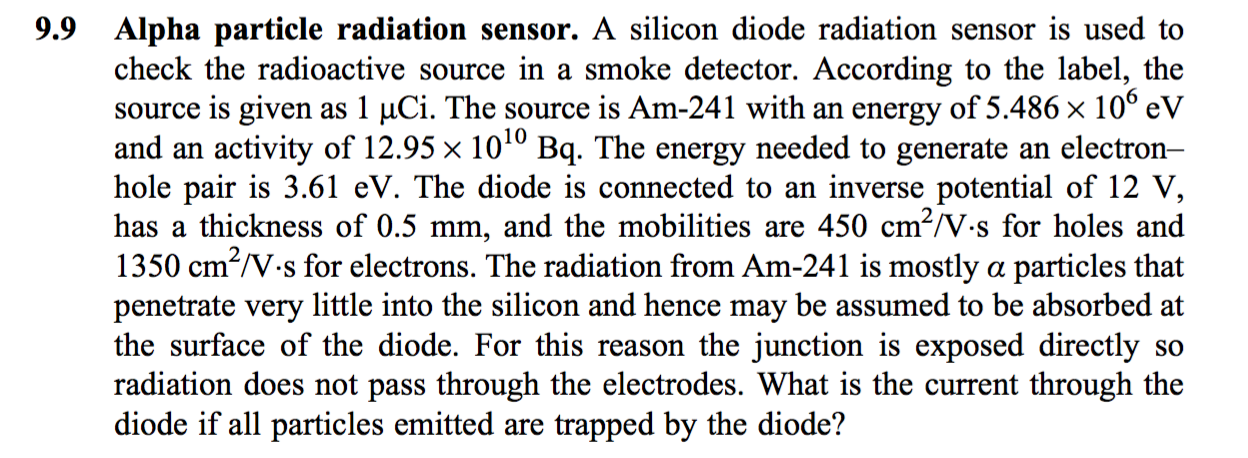 Solved Alpha particle radiation sensor. A silicon diode | Chegg.com