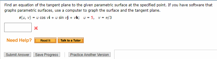 Solved Find an equation of the tangent plane to the given | Chegg.com
