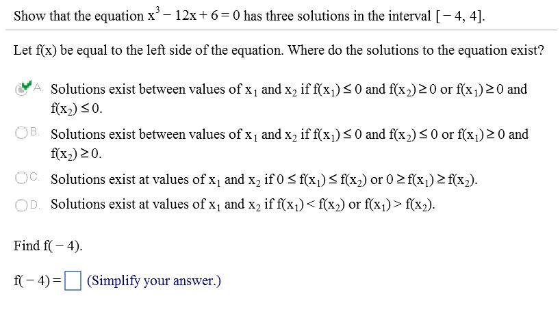 Solved Show That The Equation X3 12x 6 0 Has Three