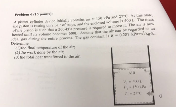 Solved A piston-cylinder device initially contains air at | Chegg.com