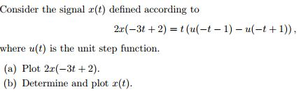 Solved: Consider The Signal X(t) Defined According To 2x(-... | Chegg.com