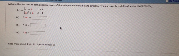 Solved Evaluate the function at each specified value of the | Chegg.com