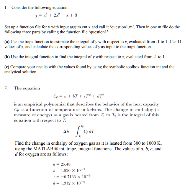 Solved 1 Consider The Following Equation Set Up A Function 
