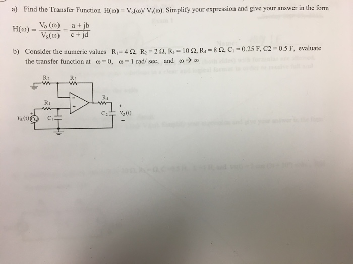 Solved Find the Transfer Function H(omega) = | Chegg.com