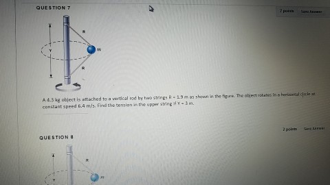 Solved A4,3 kg object is attached to a venical rod by two | Chegg.com