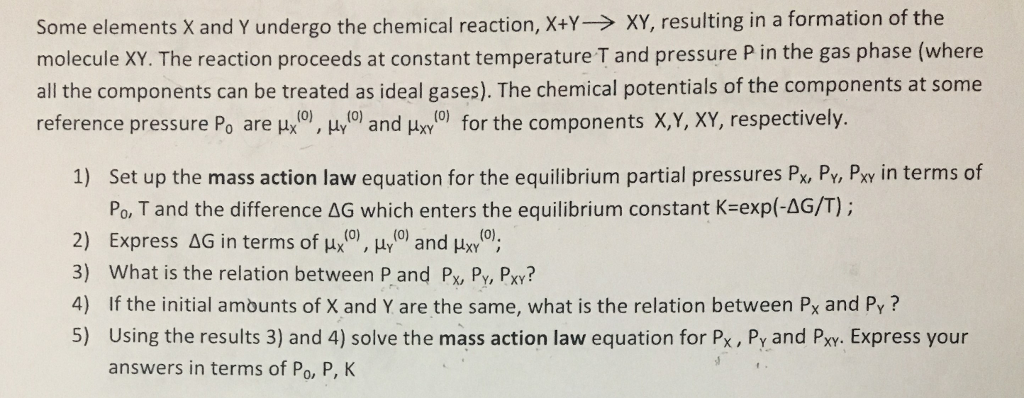 Solved Some elements X and Y undergo the chemical reaction, | Chegg.com
