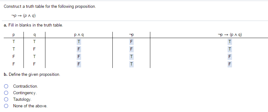 Solved Construct a truth table for the following | Chegg.com